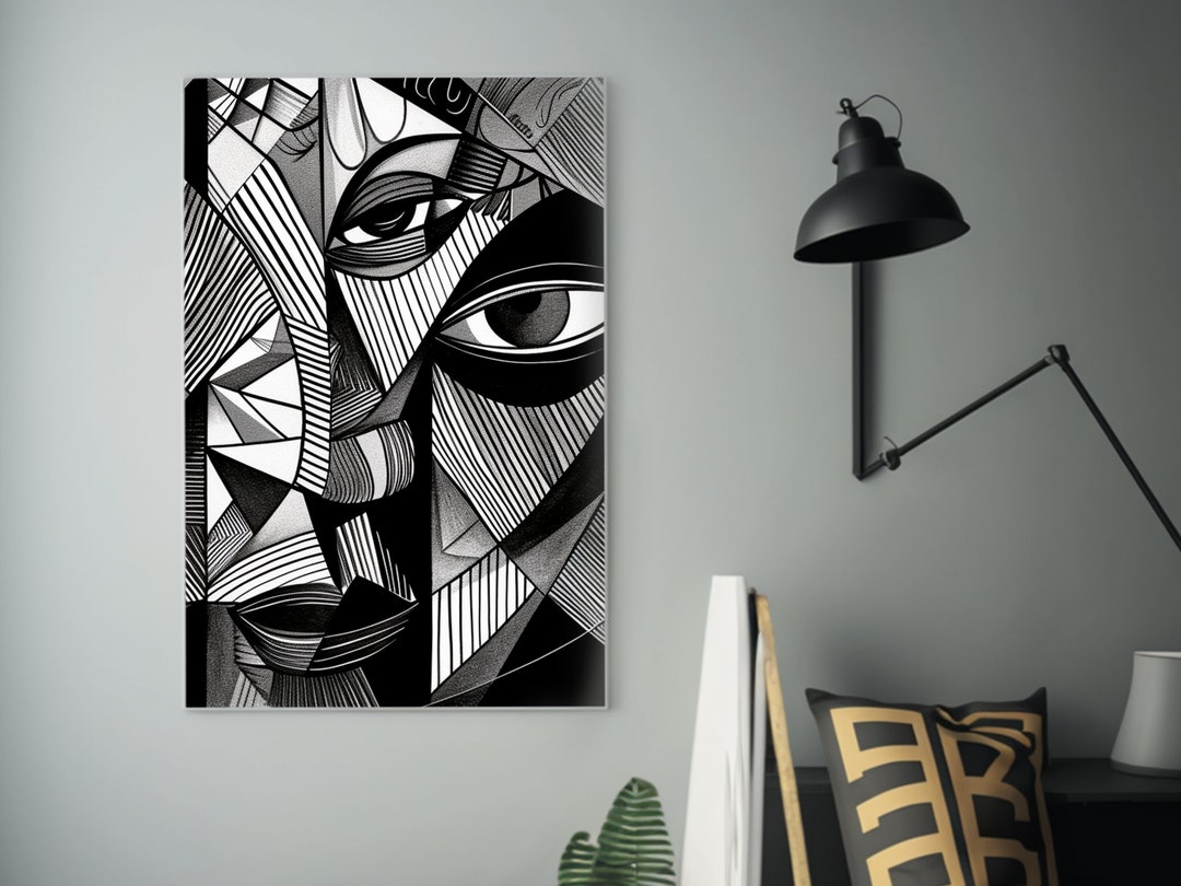Abstract Cubist Woman's Face Poster Illusionism Art Influenced by ...
