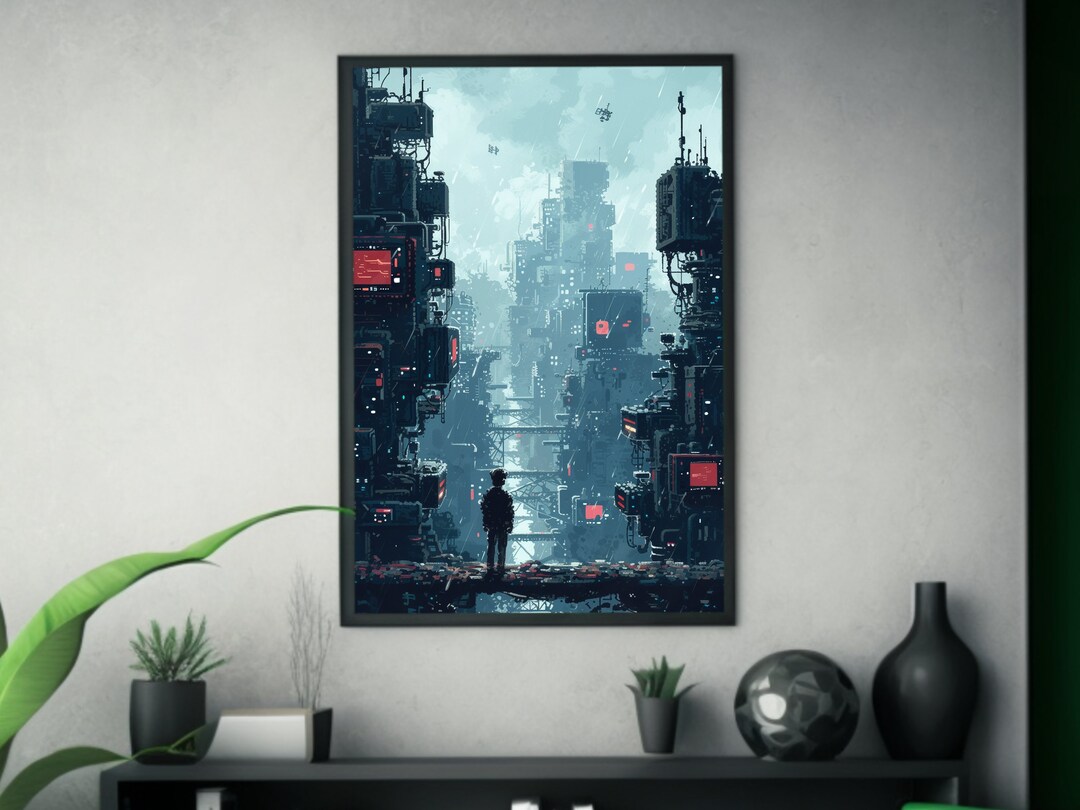 Futuristic Cyberpunk City Bridge Poster Cgsociety Art Print Neotokyo ...