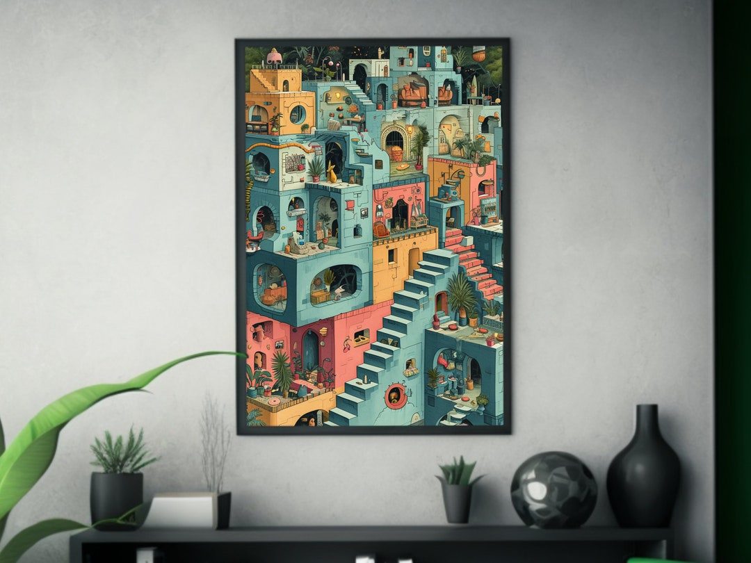 Maximalist Cityscape Art Hyper-detailed Building Illustration Urban ...