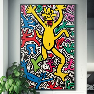 Abstract Pop Art Poster Keith Haring Inspired Style Colorful Dancing ...