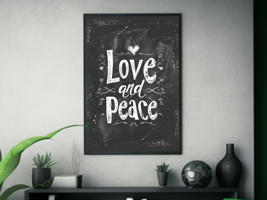 Chalkboard Love, Peace, Unity Poster International Typographic Style ...