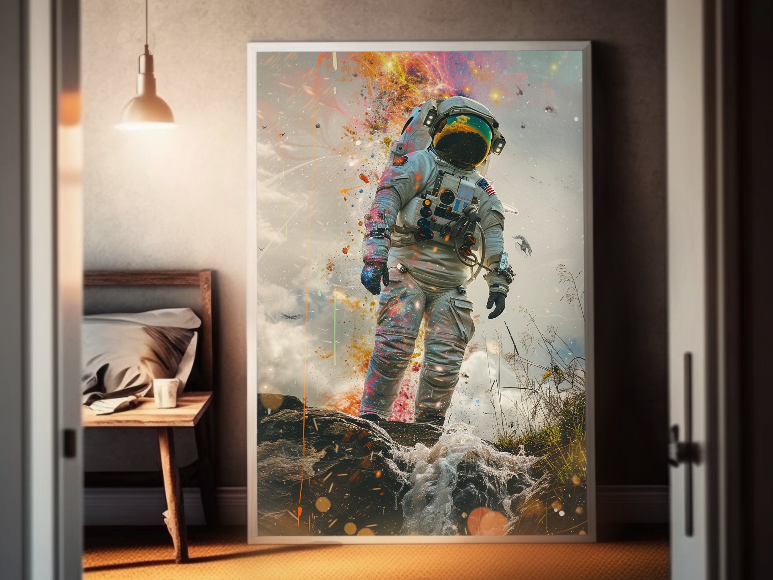 Artistic Astronaut Space Suit Poster Liminal Space Illustration ...