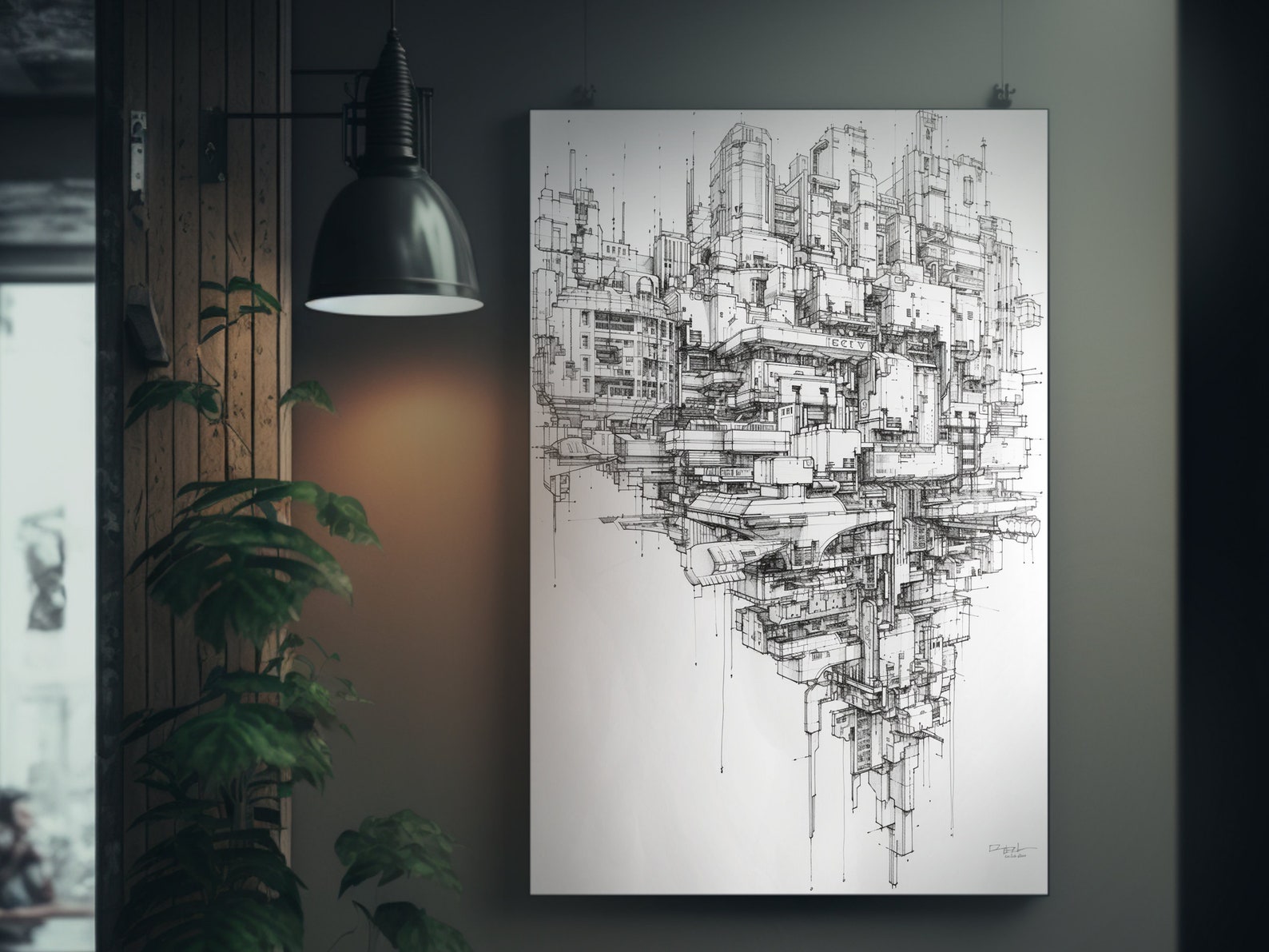 Cyberpunk Cityscape Abstract Architecture Poster Generative Art ...