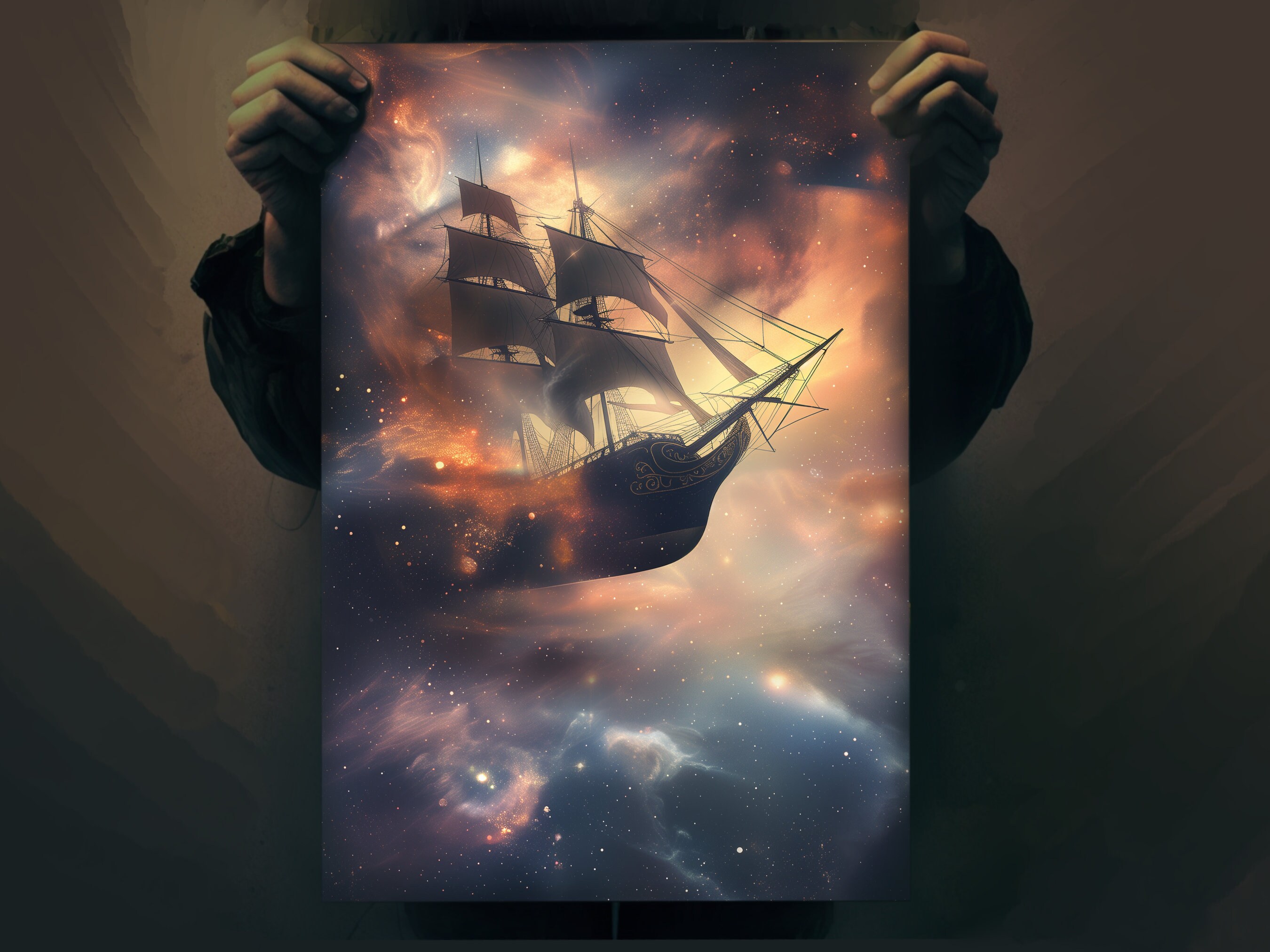 Fantasy Pirate Ship Space-themed Matte Poster Treasure Planet Art ...
