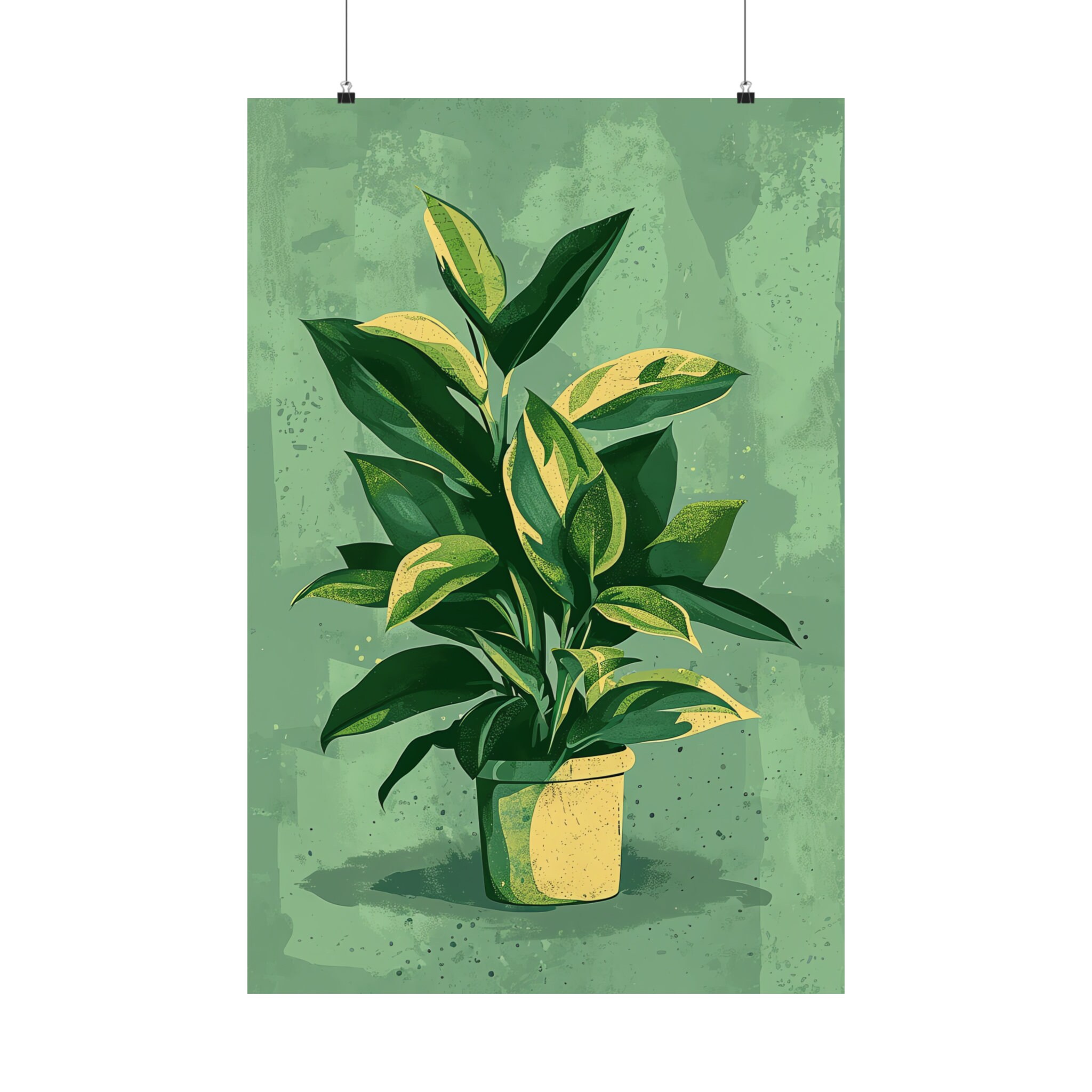 Green Potted Plant Poster Digital Art Award-winning Style House Plants ...