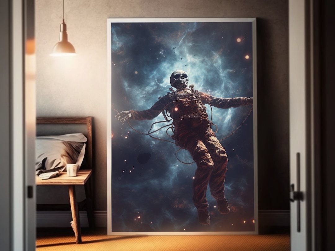 Cyberpunk Skeleton Astronaut Art Space Quantum Death Poster - Etsy