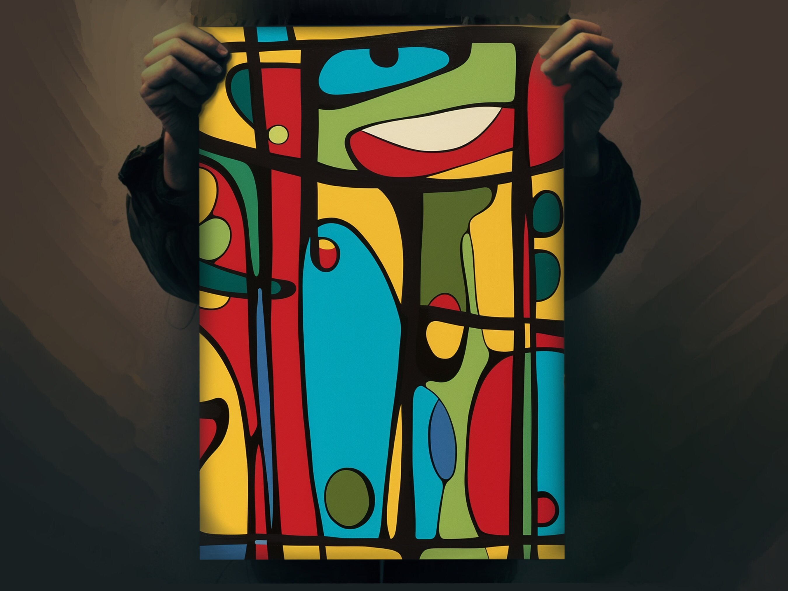 Abstract Forms Artwork Inspired by Naive Artistry Vibrant Biomorphic Op ...