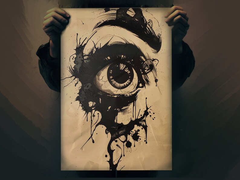 European Ink Sketch Art Poster Ultrafine Detail Drip Technique Modern ...