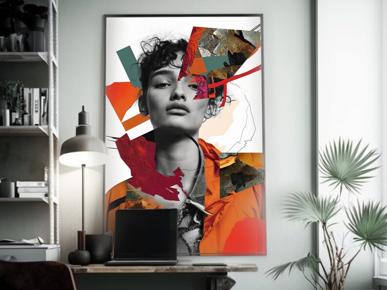 Colorful Cubist Collage Poster Deconstructivist Style Maximalist Art ...