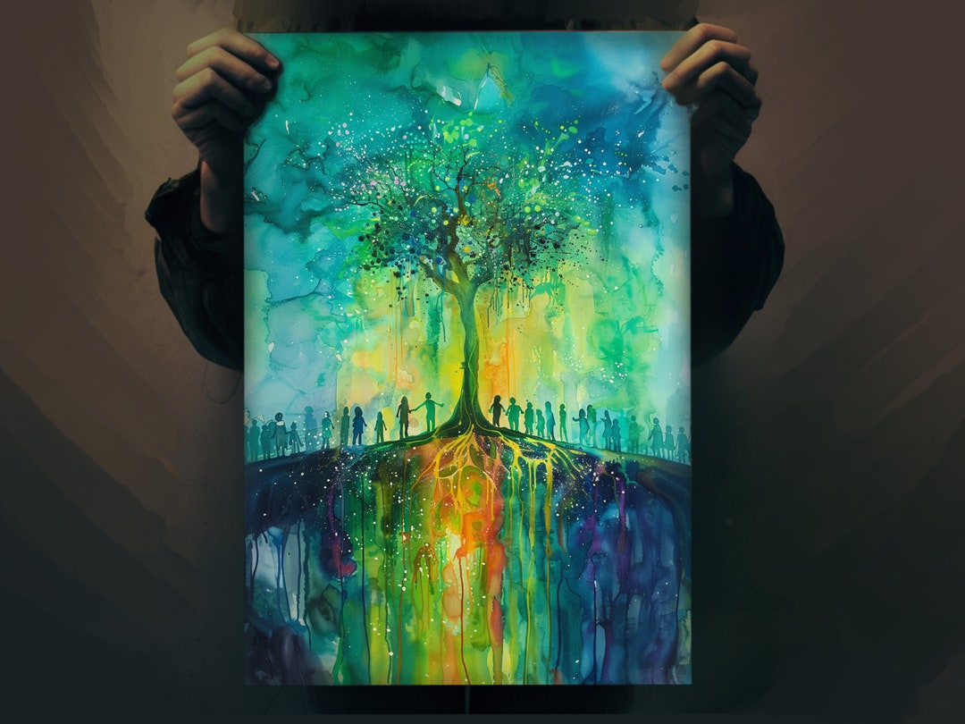Metaphysical Tree of Life Watercolor Poster Cosmic Art Surreal Trees ...