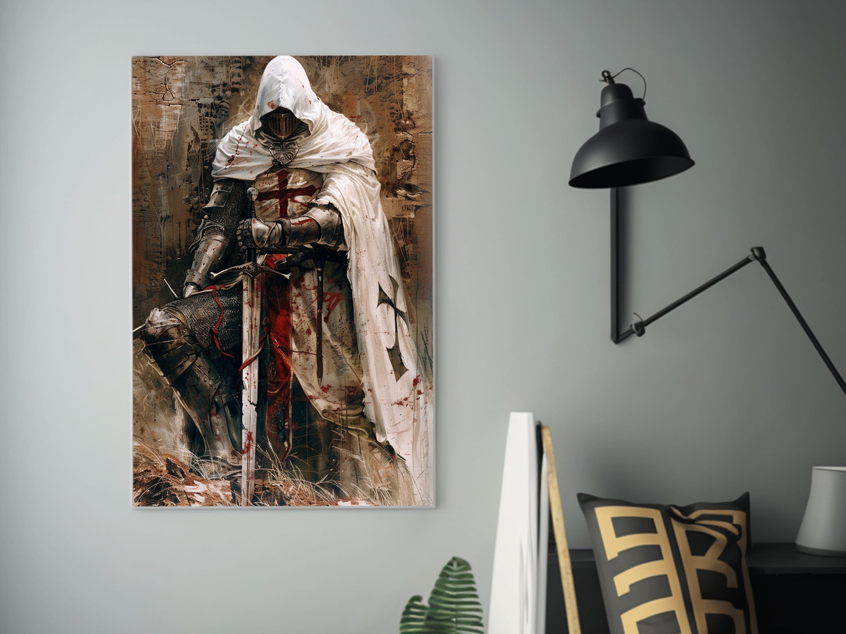 Gothic Knight Templar Sword Art Medieval Crusader Painting Holy Warrior ...