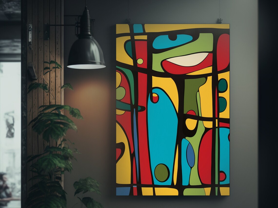 Abstract Forms Artwork Inspired by Naive Artistry Vibrant Biomorphic Op ...