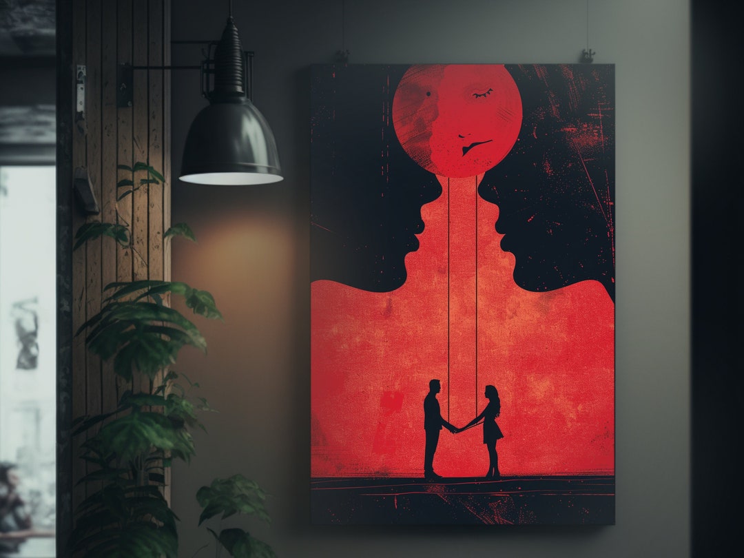 Neo-romanticism Poster Art Red Background Hand-in-hand Symbolism String ...