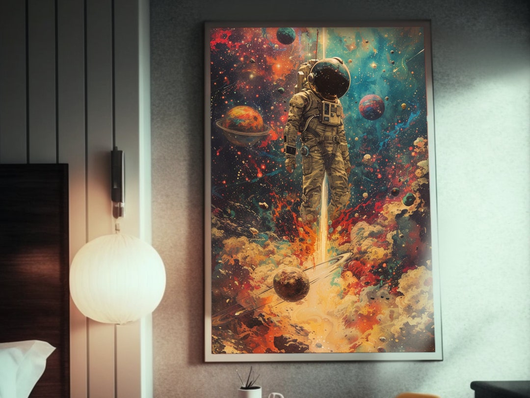 Space Art Poster: Cosmic LSD Astronaut Detailed Outer Space Scene Award ...