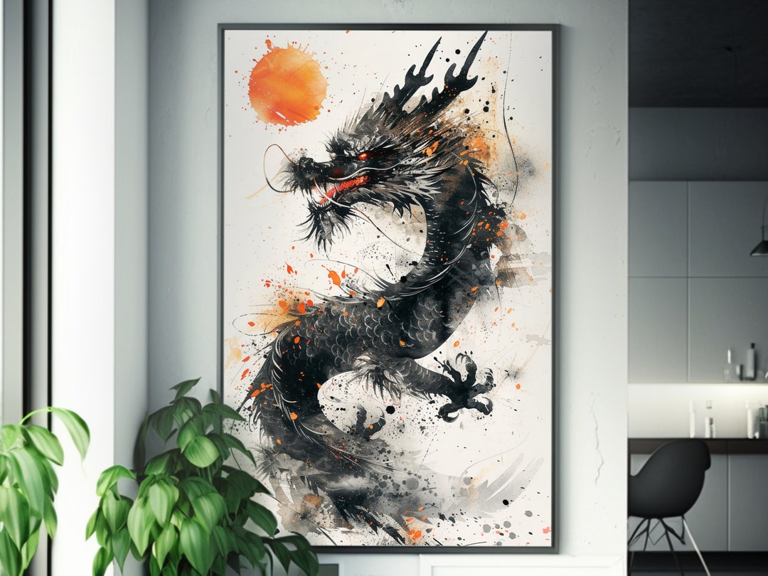 Watercolor Dragon Poster Award-winning Art Detailed Painting Auto ...