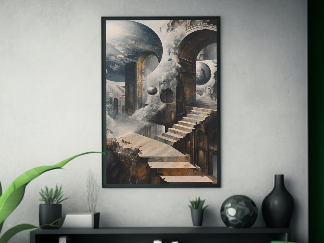 Fantasy Stairway Matte Poster Detailed Cgsociety Art Unique Home Decor ...