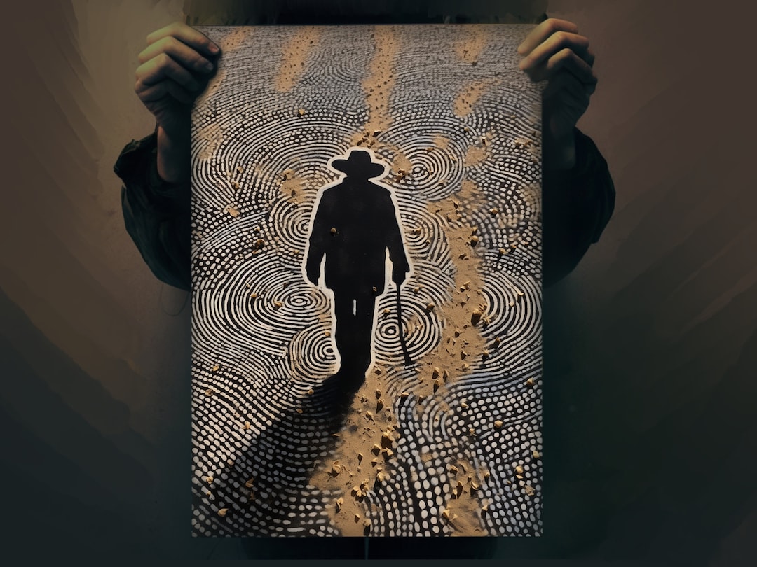 Man Strolling Beach Scene Kinetic Pointillism Art Intricate Dotart Mind ...