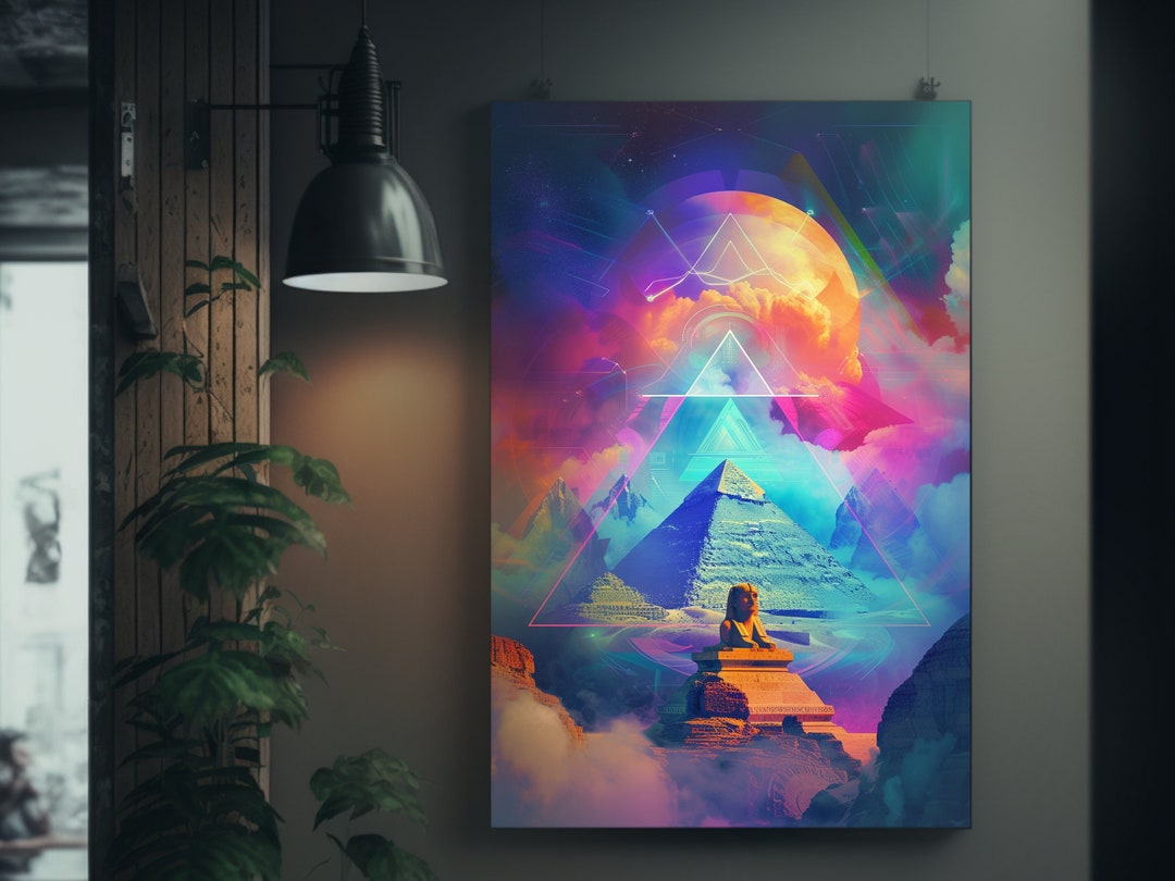 Beeple-inspired Poster, Man on Bench, Psychedelic Egyptian Imagery ...