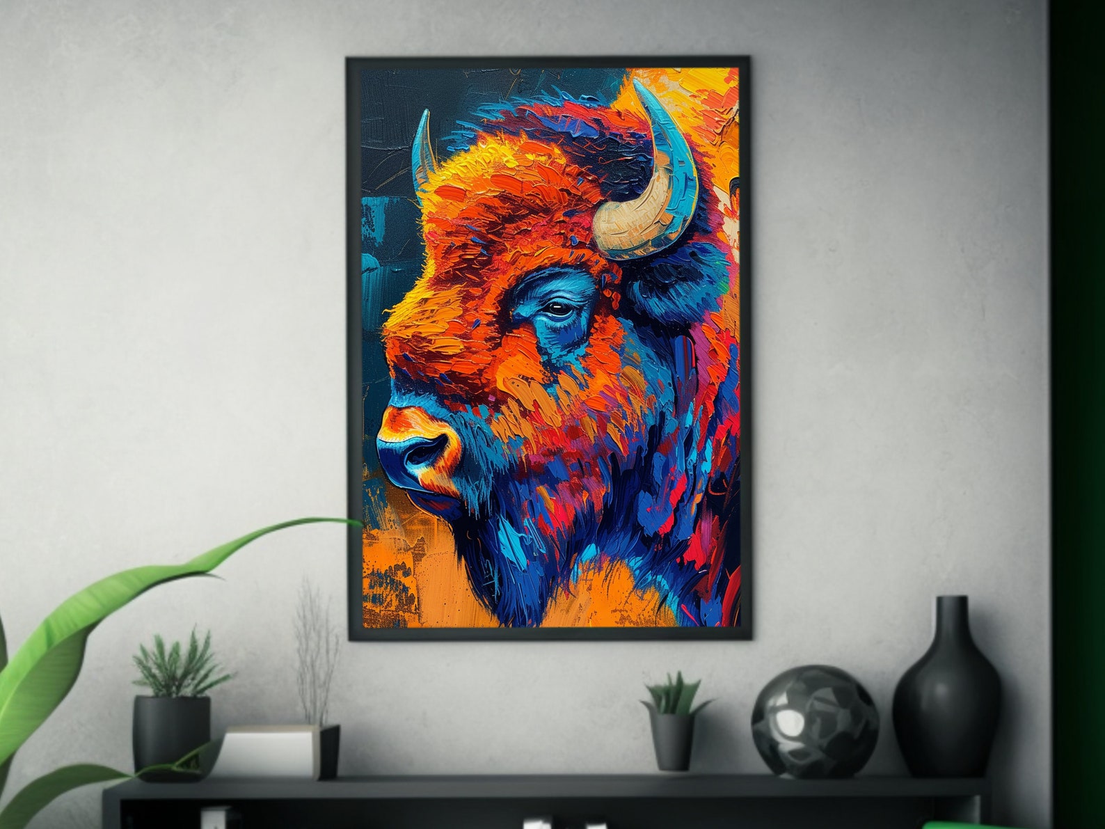 Buffalo Bison Deity Neo-fauvism Art Print Detailed Indigenous Animal ...