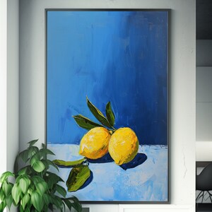 Ultrafine Lemon Artwork American Scene Poster in Prussian Blue Impasto ...