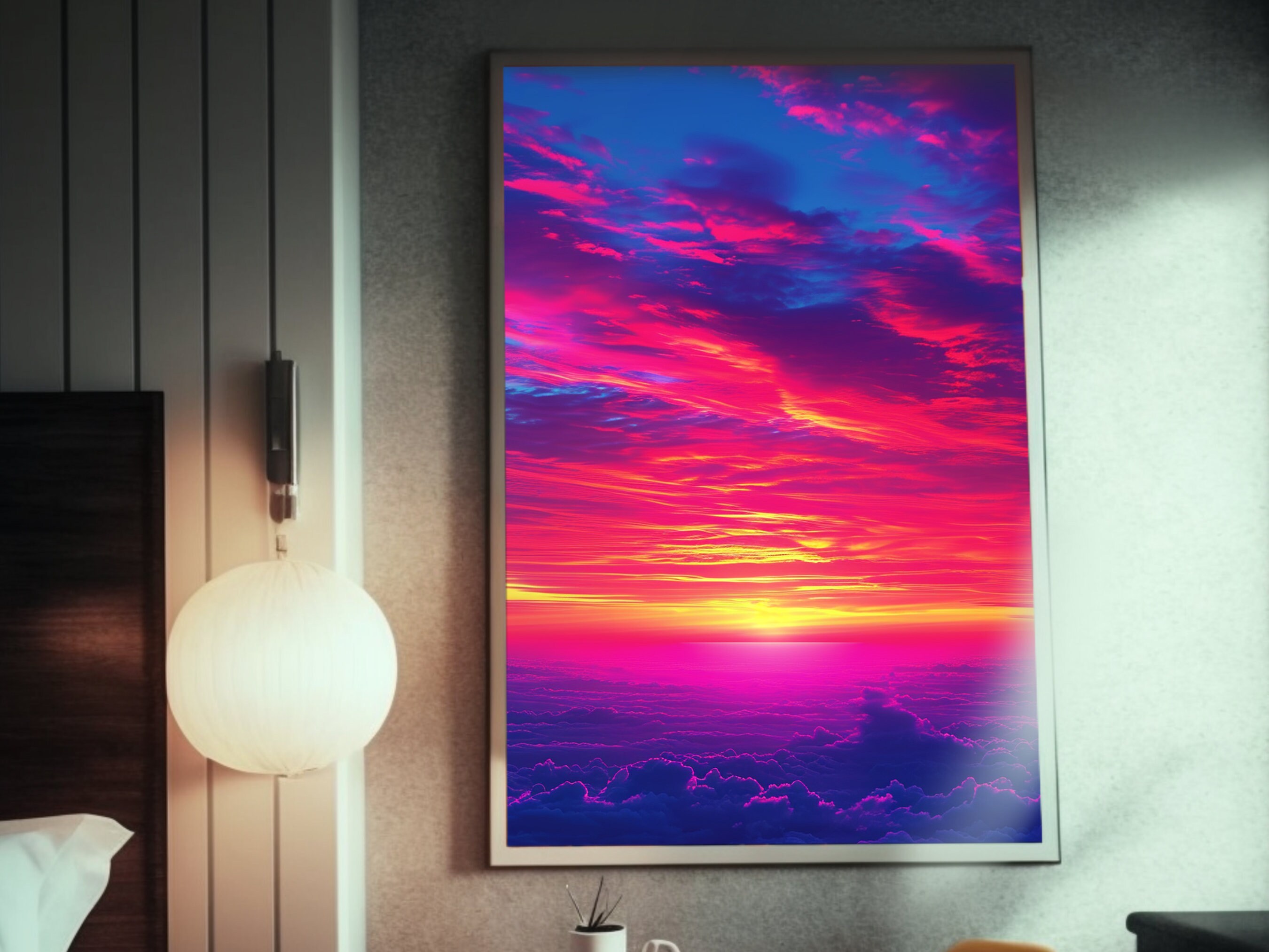 Vibrant Vaporwave Sunset Poster Color Field Matte Art Inspired by Award ...