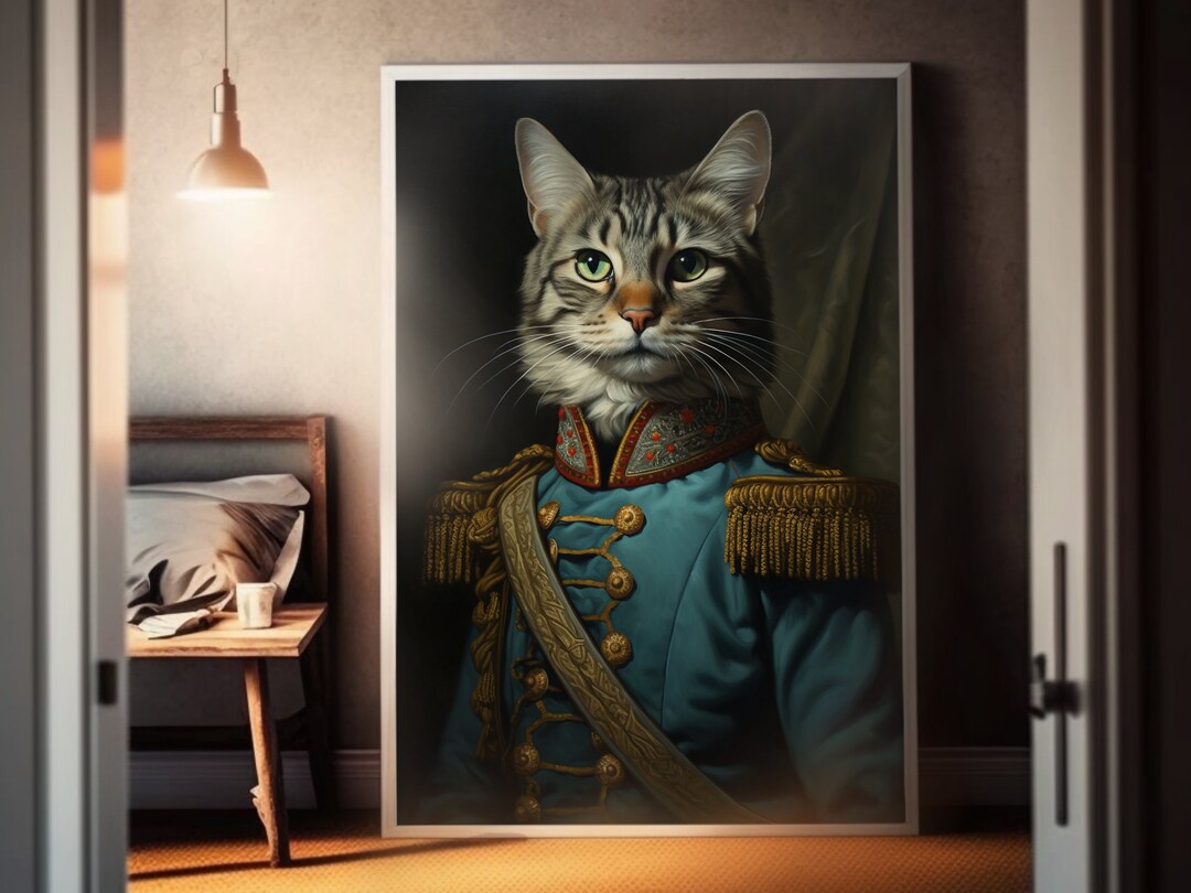Imperial Cat Portrait Detailed Furry Art Poster Arafed Military Cat ...
