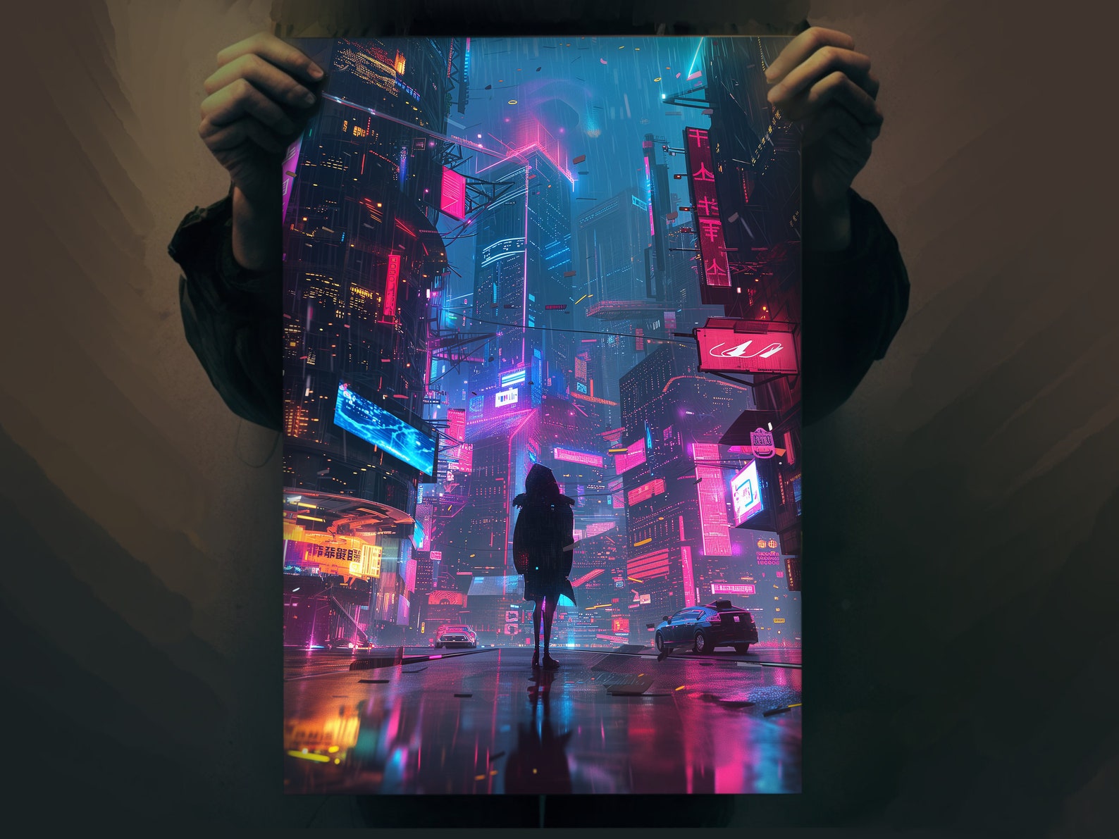 Cyberpunk Cityscape Poster Retrofuturism Art Print Night Urban Imagery ...