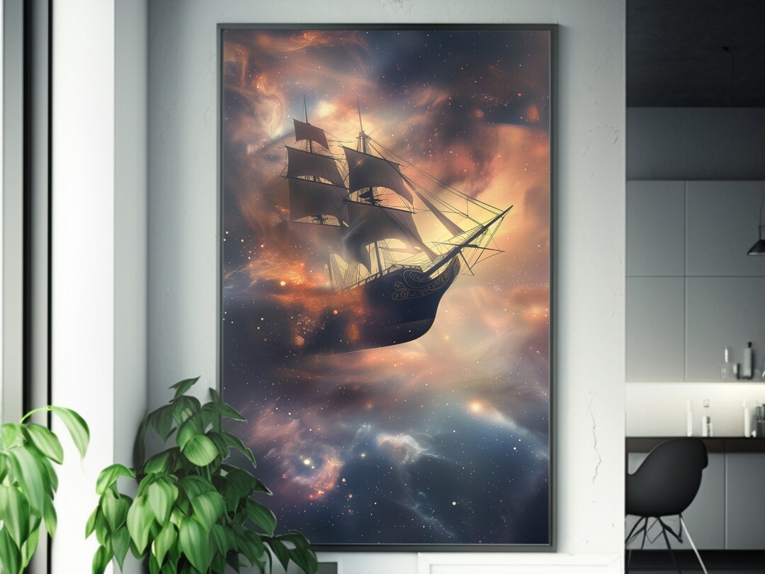 Fantasy Pirate Ship Space-themed Matte Poster Treasure Planet Art ...