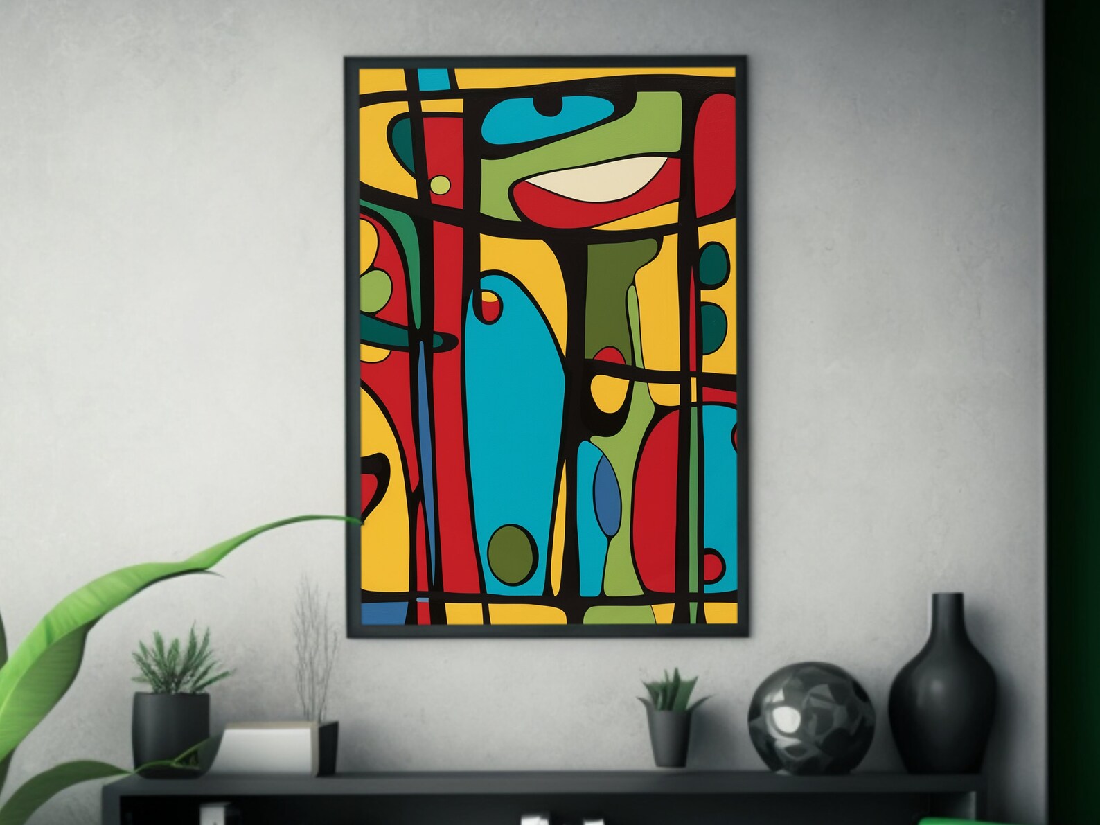 Abstract Forms Artwork Inspired by Naive Artistry Vibrant Biomorphic Op ...