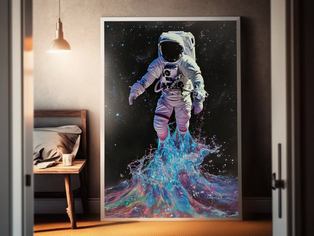Cosmic Astronaut Space Art Floating in Universe Airbrush Painting ...