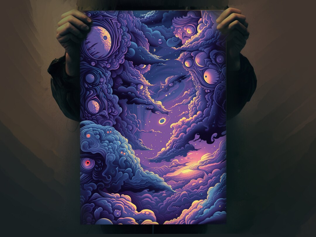 Psychedelic Cosmic Night Sky Clock Art Poster Contest Winner Style ...