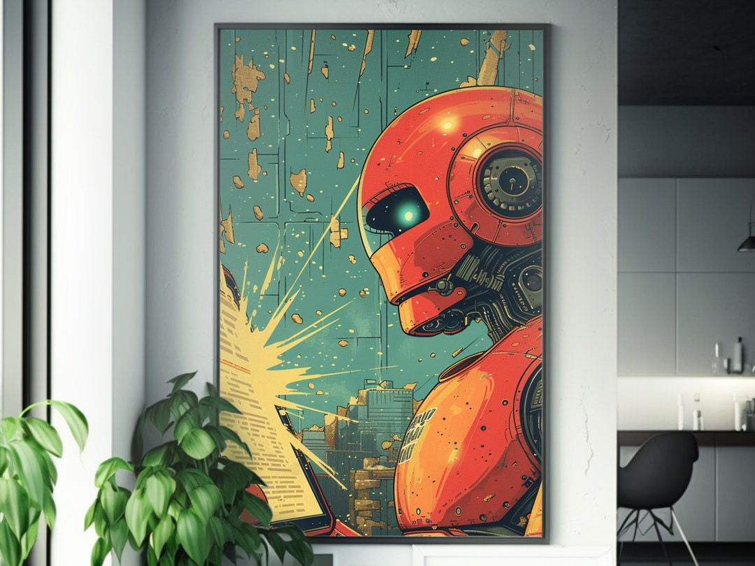 Cyberpunk Cityscape Robot Reading Book Poster Art Cgsociety Featured ...