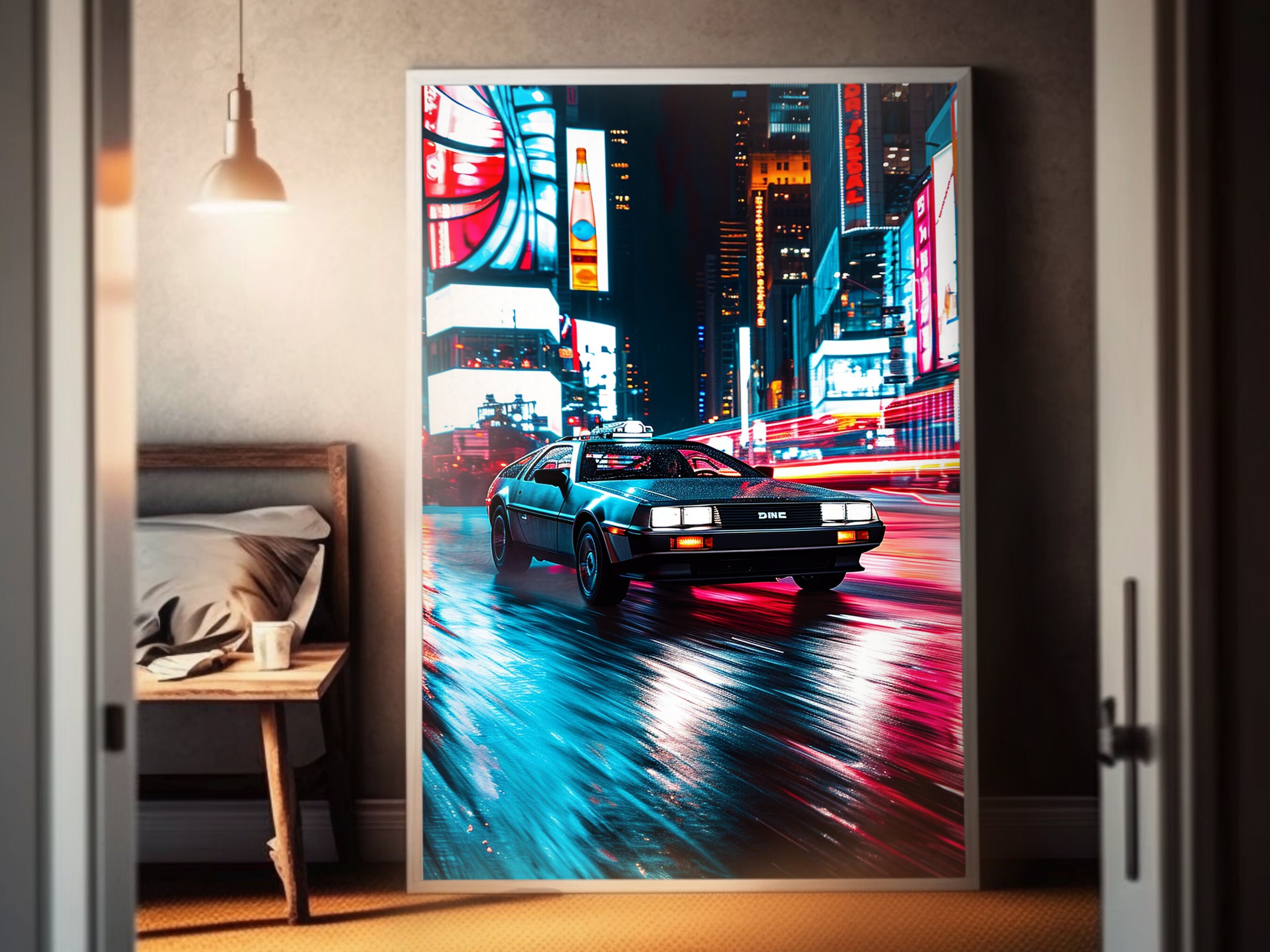 Synthwave Delorean City Poster Art rétrofuturisme Night Drive Inspiré ...