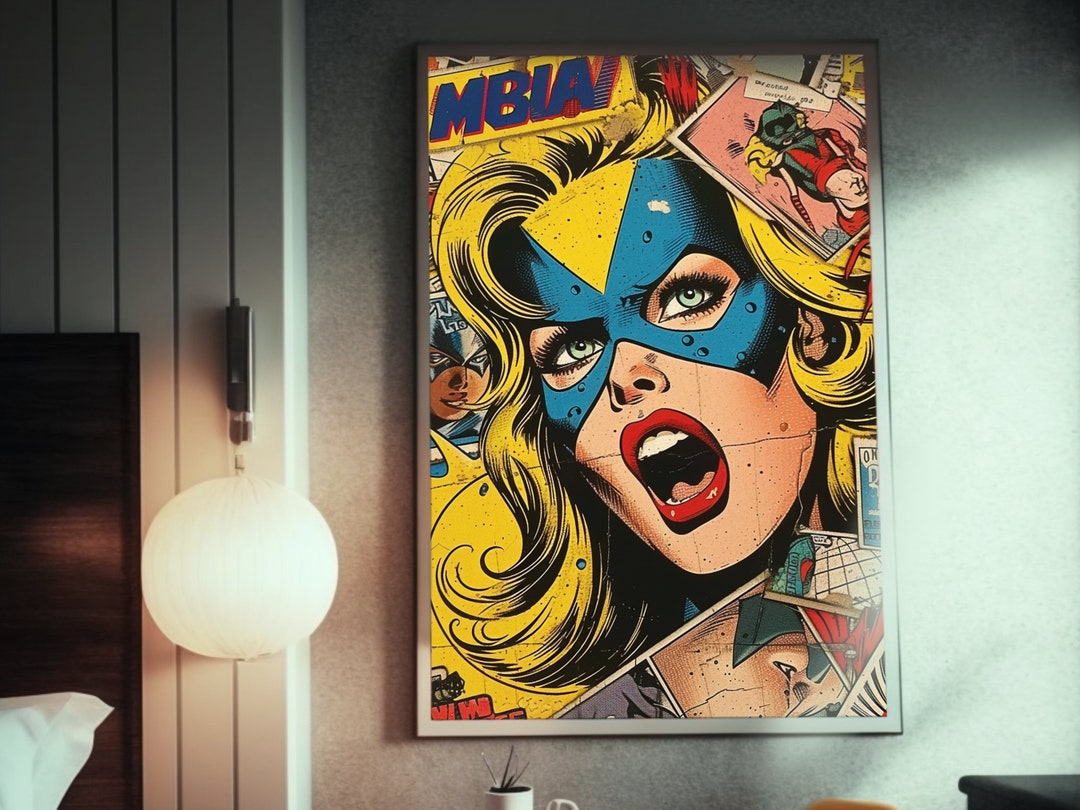 Pop Art Poster Retro Comic Book Cover Style Abstract Portrait Painting ...