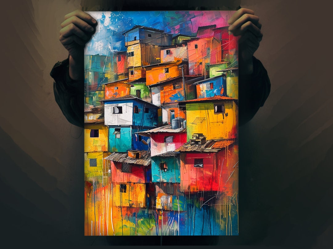 Colorful Urban Landscape Detailed Cityscape Art Naive Style Brazil ...