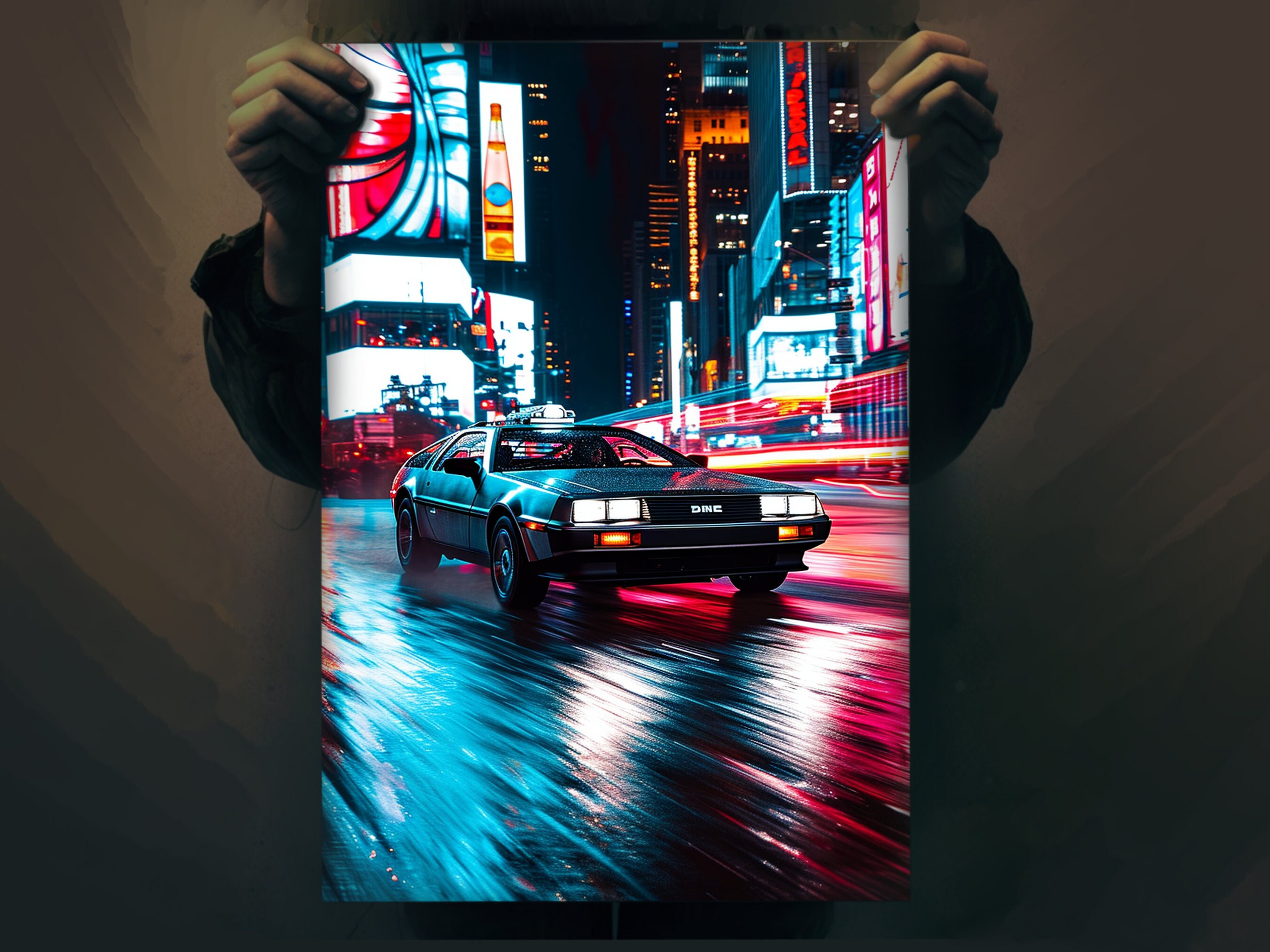 Synthwave Delorean City Poster Art rétrofuturisme Night Drive Inspiré ...