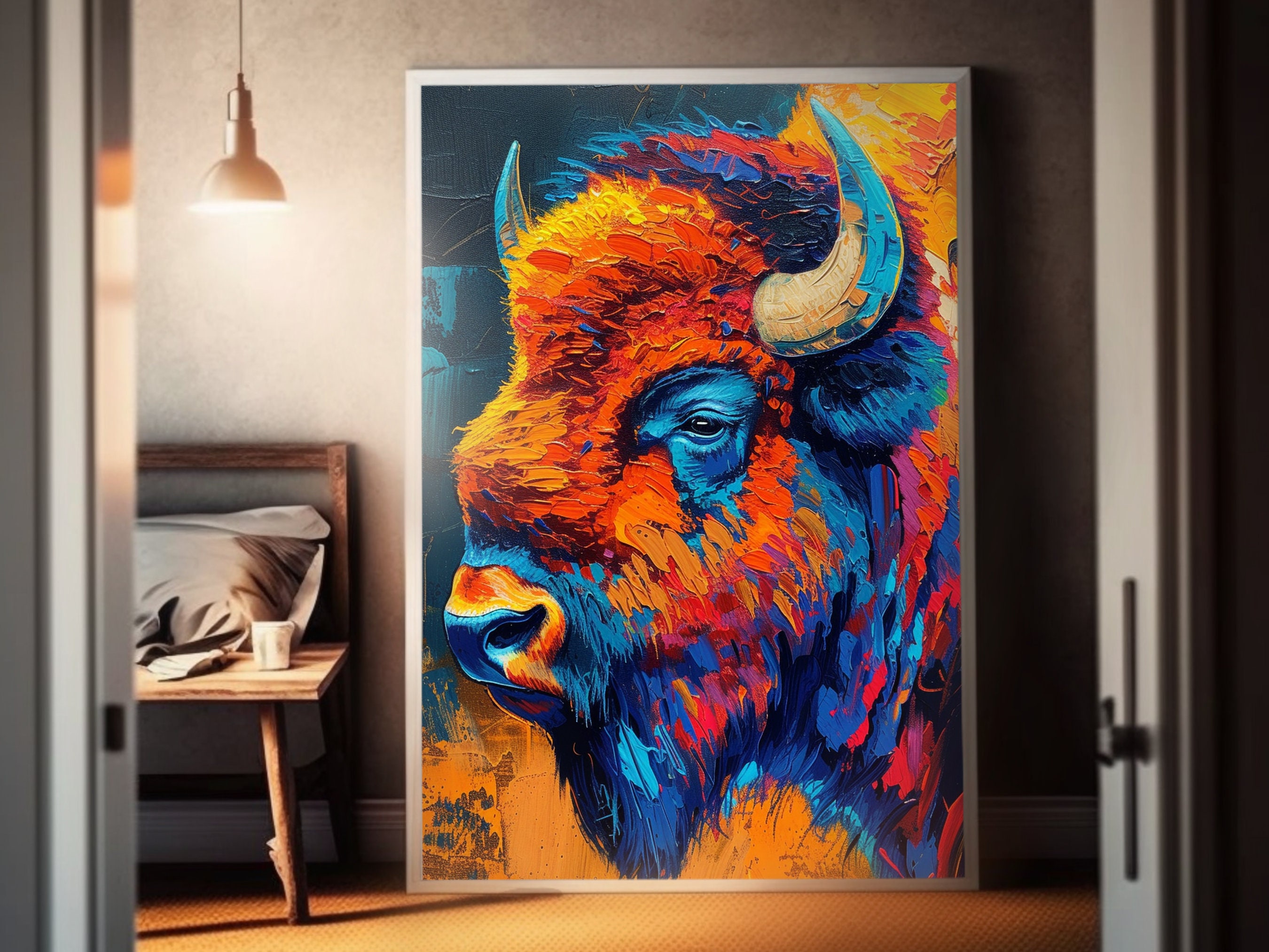 Buffalo Bison Deity Neo-fauvism Art Print Detailed Indigenous Animal ...