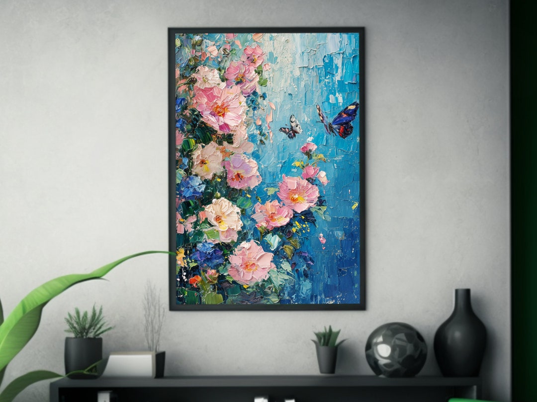 Butterfly and Floral Art Detailed Cloisonnism Style Palette Knife ...