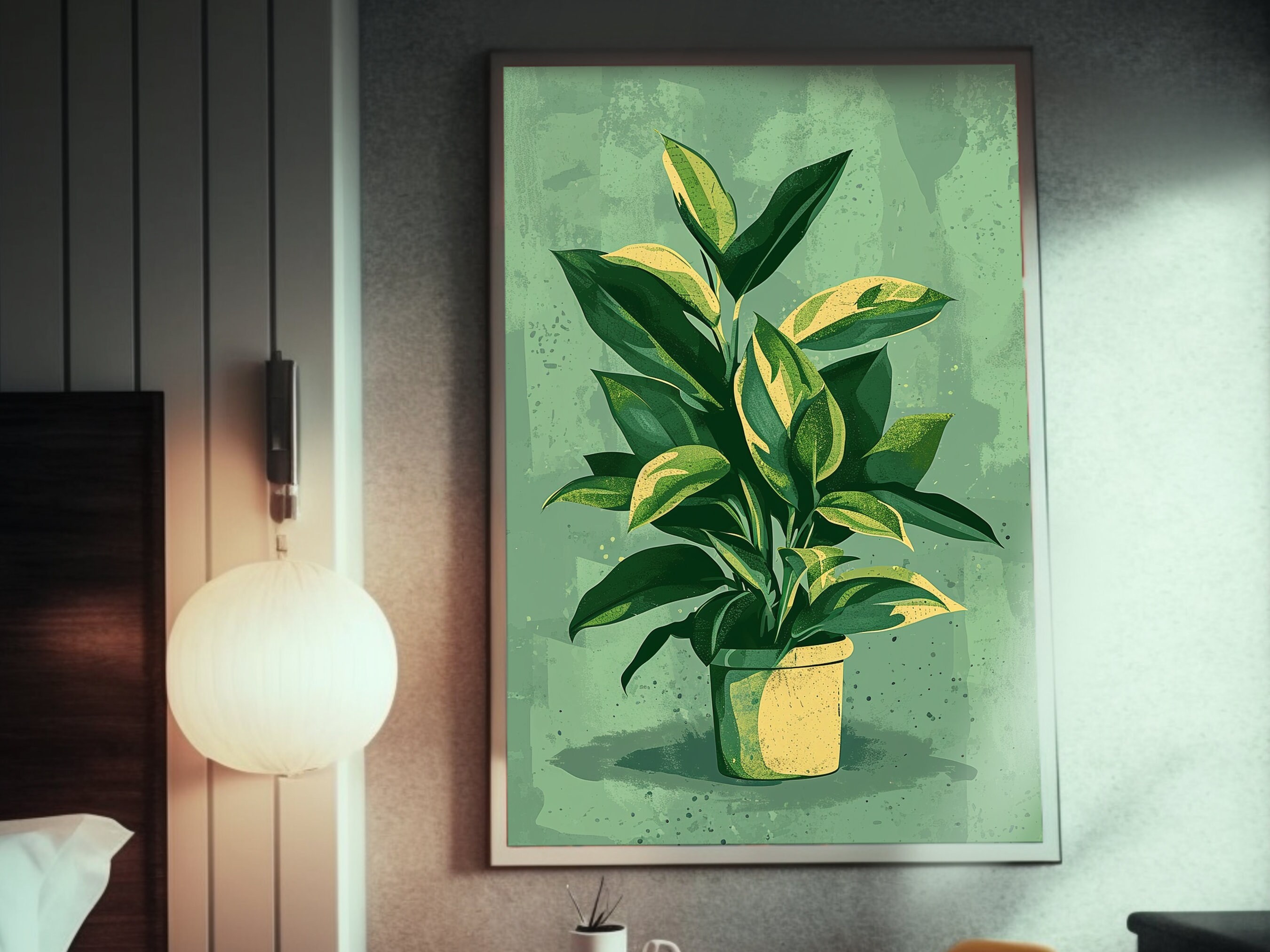 Green Potted Plant Poster Digital Art Award-winning Style House Plants ...