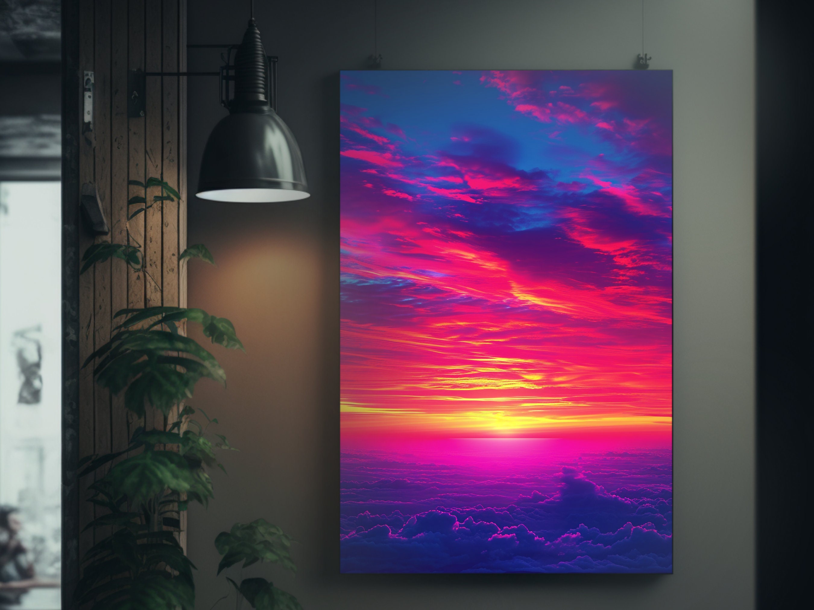 Vibrant Vaporwave Sunset Poster Color Field Matte Art Inspired by Award ...