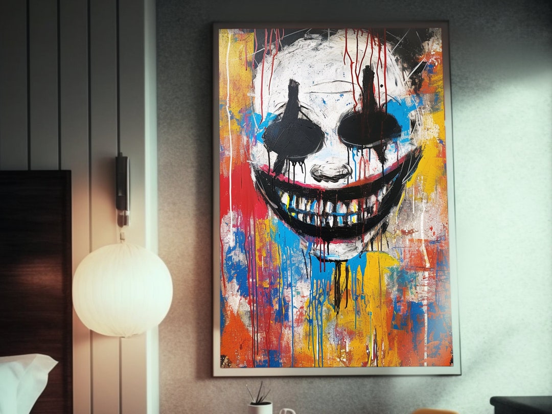 Visage de clown grotesque affiche d'art graffiti Crâne néo ...