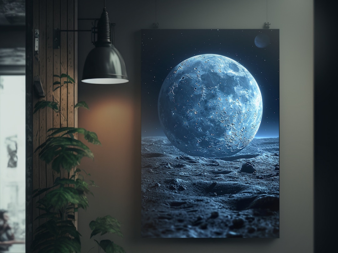 Moon Surface Poster Detailed Space Art Matte Painting Large Lunar ...