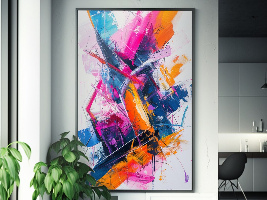 Abstract Painting Bright Colors Renowned Artist's Artwork Ultrafine ...