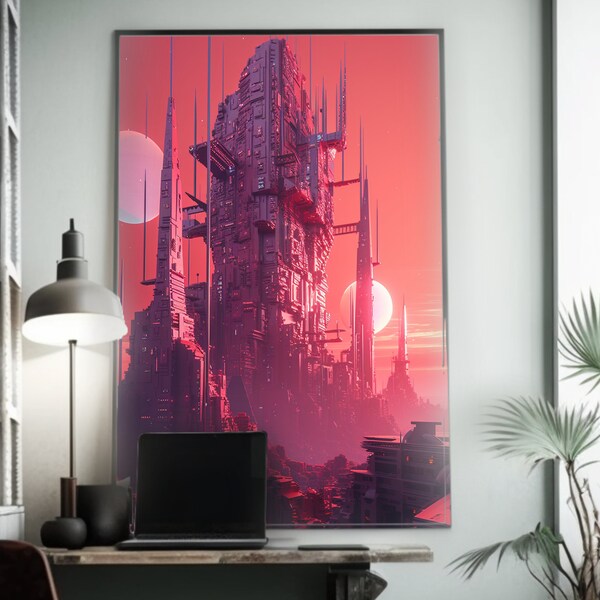 Cyberpunk Moon Art - Etsy