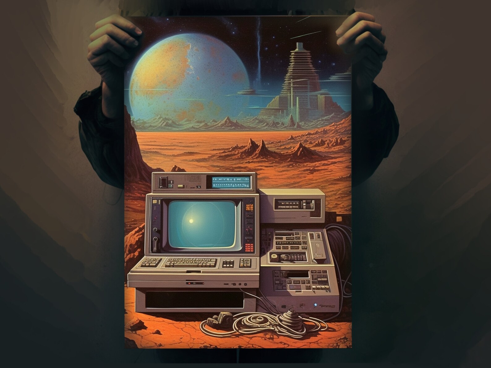 Retrofuturism Computer & Monitor in Desert 1980s Synthwave - Etsy