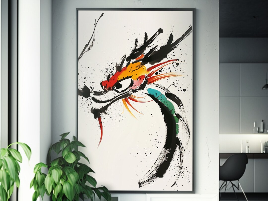 Vibrant Dragon Airbrush Artwork Inspired by Qi Baishi & Cloisonnism ...