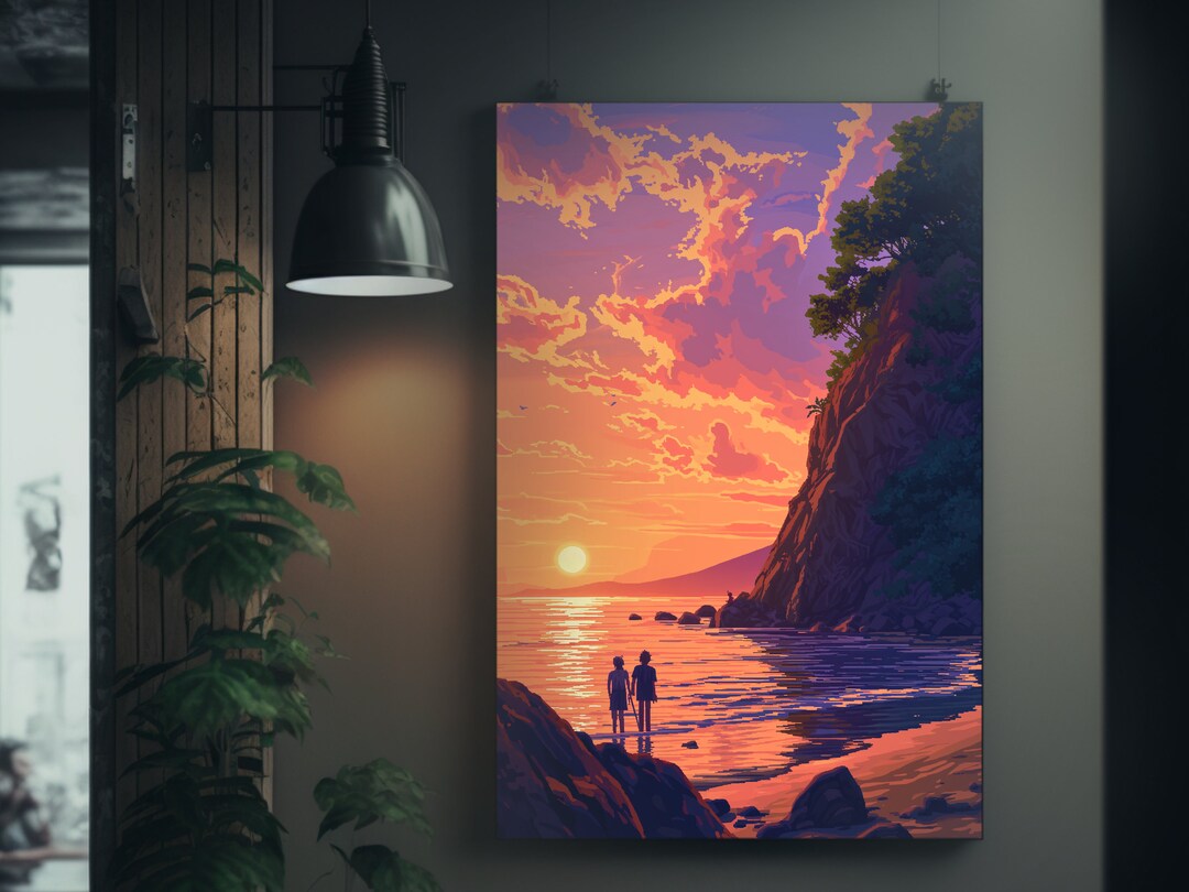 Sunset Beach Poster Digital Art Piece Award-winning Design Inspired ...