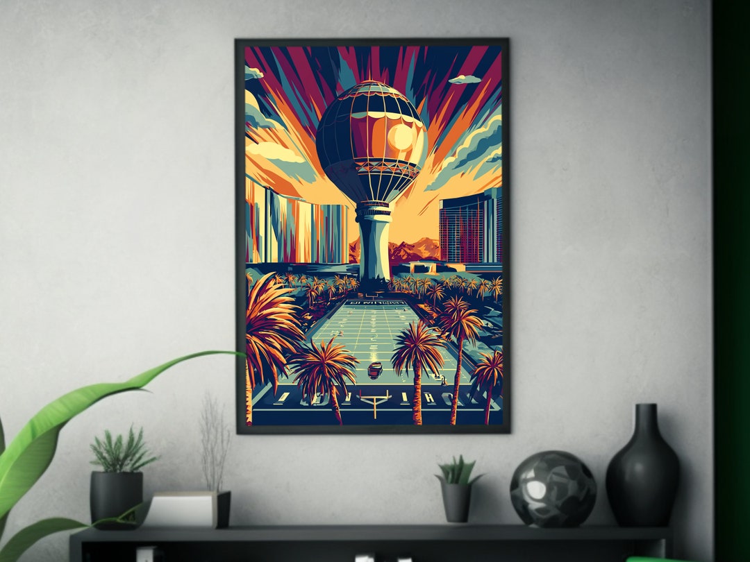 Retrofuturism Cityscape Hot Air Balloon Travel Stratosphere Adventure ...