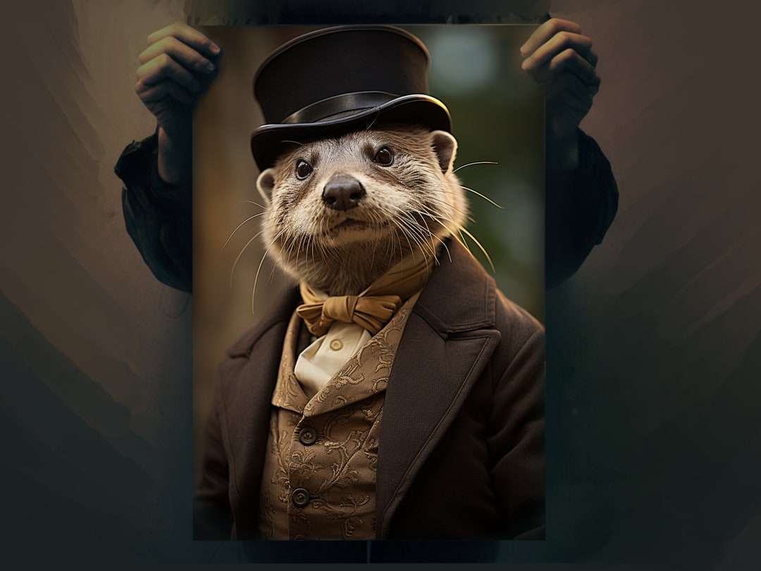 Anthropomorphic Giraffe & Otter in Costume J.J. Grandville-inspired ...
