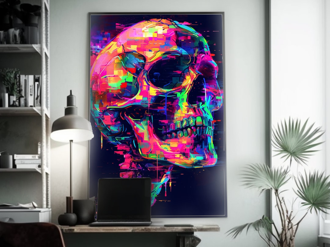 Cyberpunk Skull Poster Vibrant Skeleton Art Behance Contest Champion ...